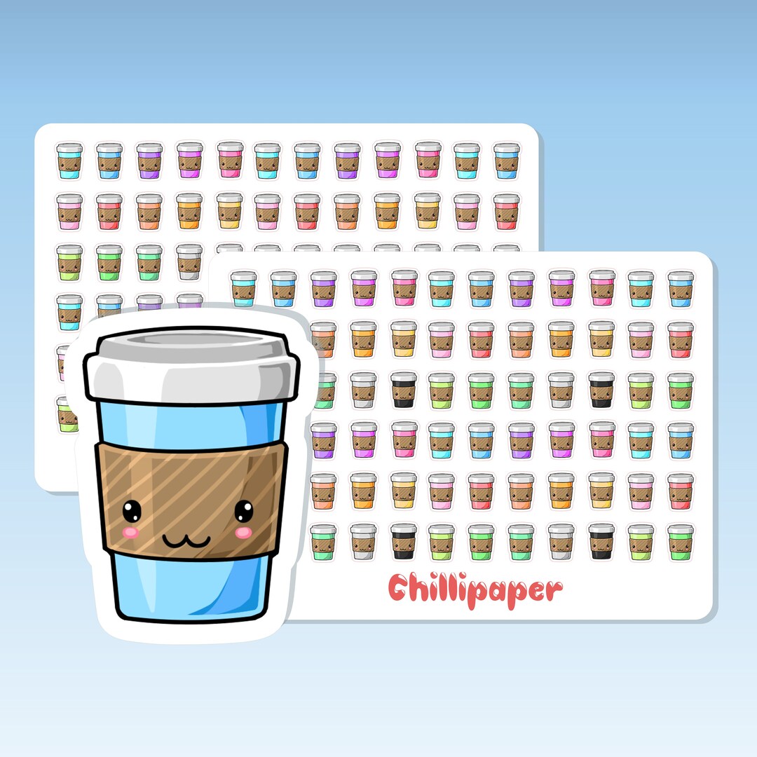 Cute Coffee Cup, Planner Stickers Tiny Size Option, Kawaii, Cute ...