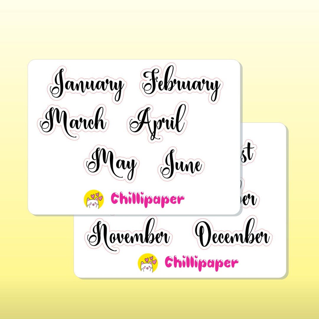 LARGE Months of the Year, Ardilla Font, Bujo Stickers, Planner Stickers ...