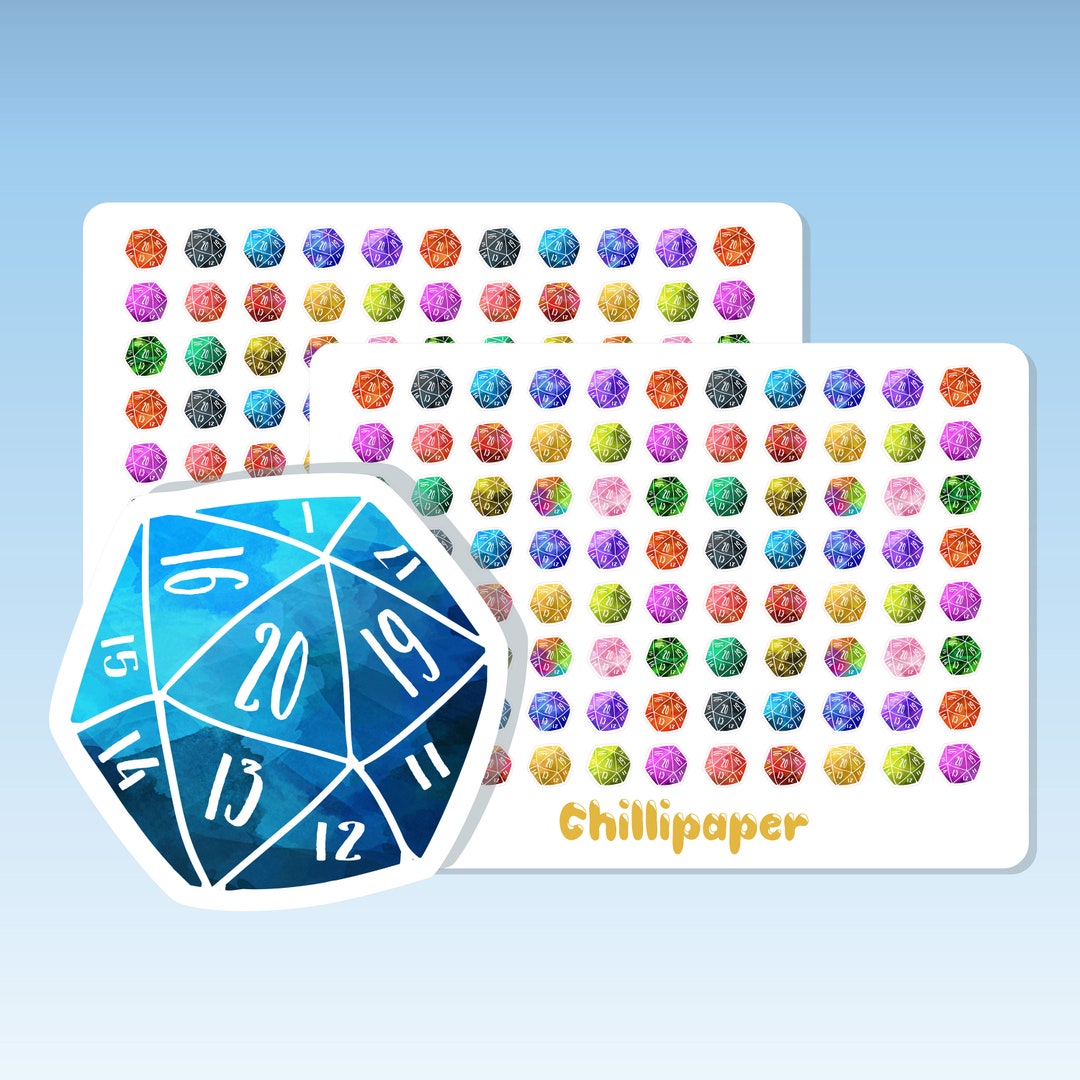 Dnd Dice Stickers, D20 Sticker, Dungeons and Dragons Stickers, Magic ...