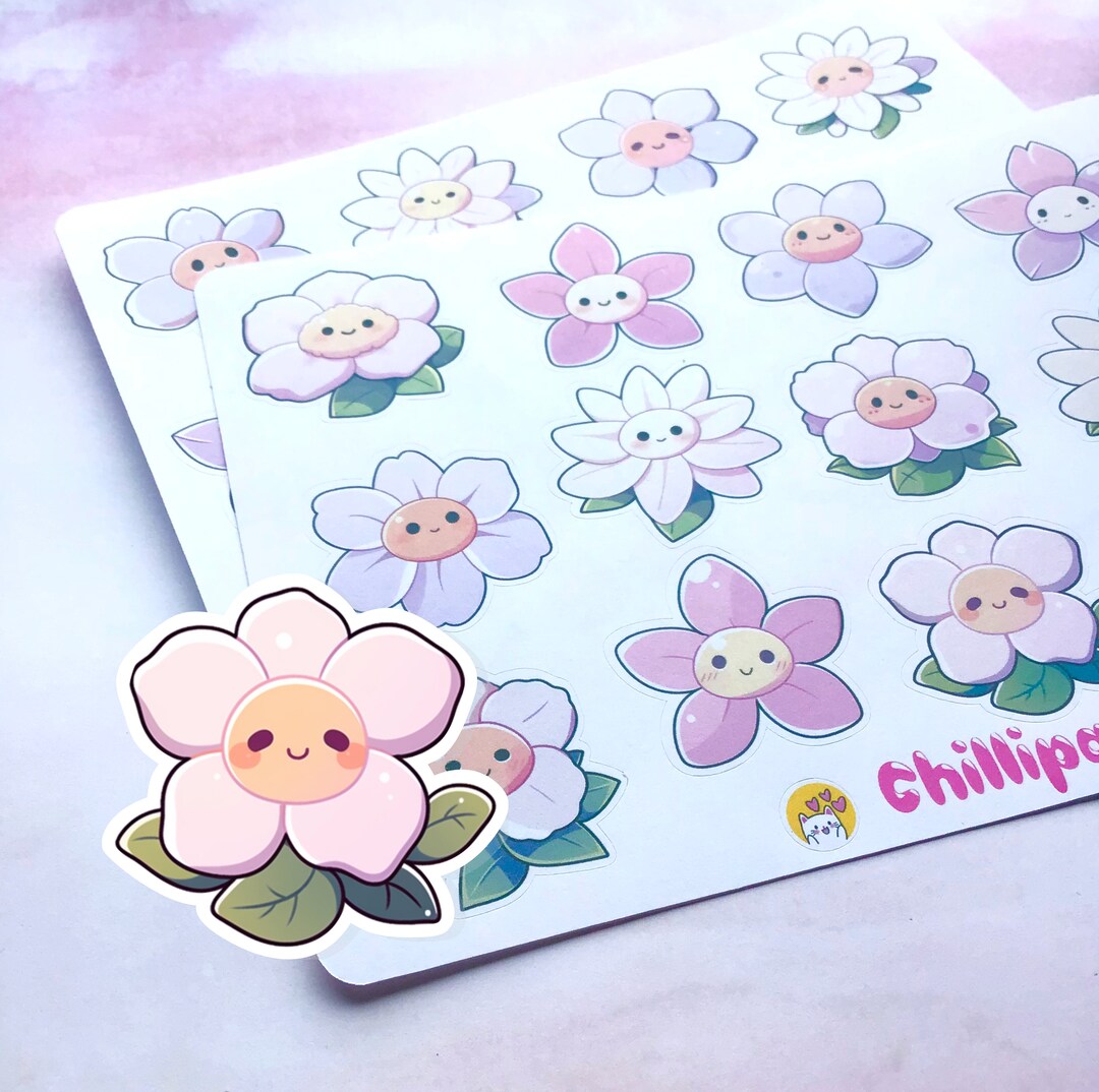 Happy Flower Planner Stickers, Cute Pink Flowers, Floral #1300 - Etsy