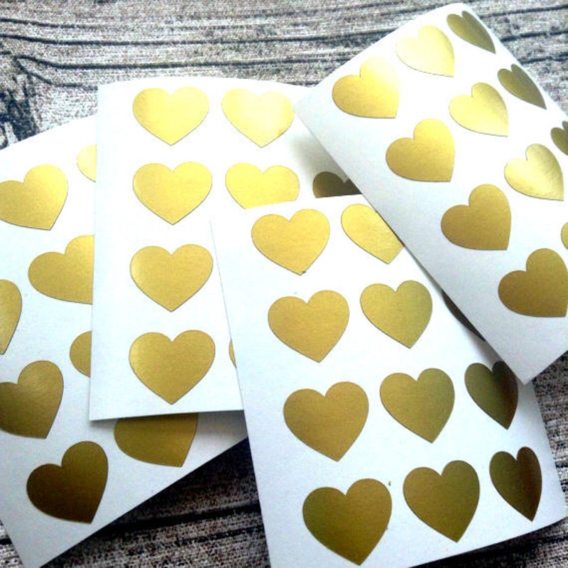 Gold Heart Stickers - Etsy