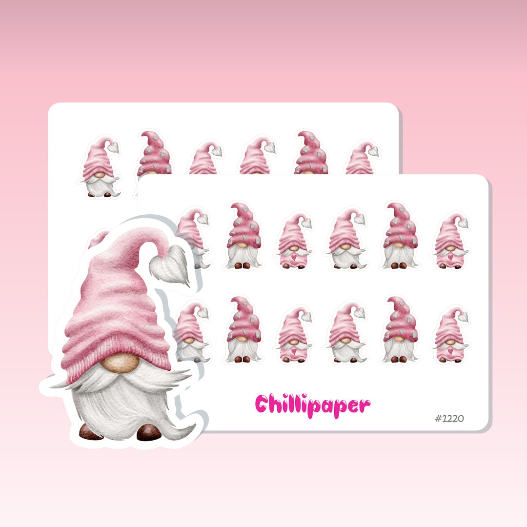 Pink Valentine Gnomes, Cute Gonk Planner Stickers, Love Gonks, Bullet ...
