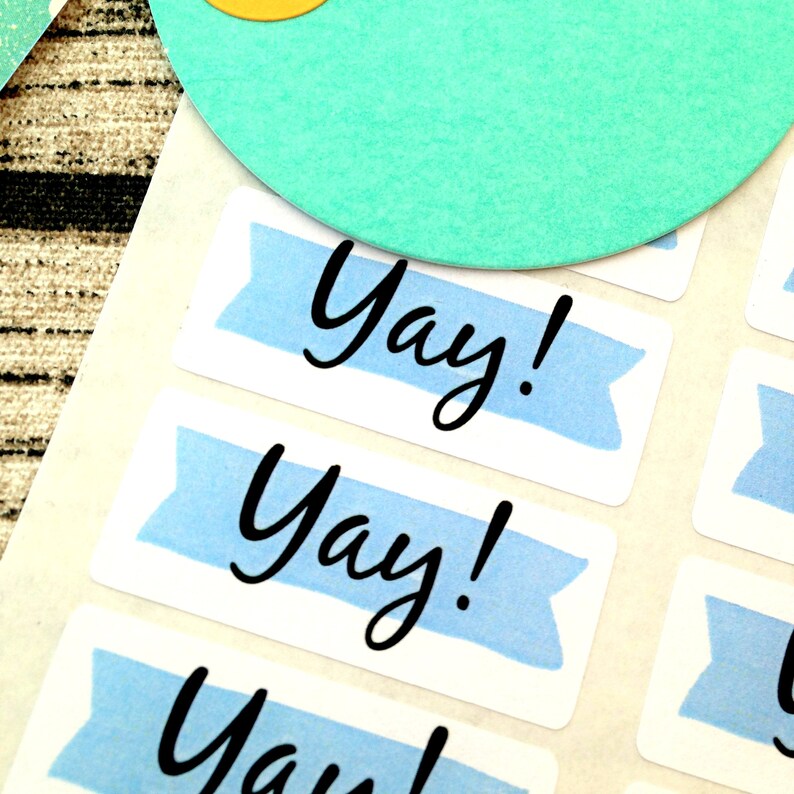 Yay Pale Blue Stickers Celebration Stickers Yay Birthday - Etsy UK