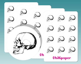 Skull Stickers One Inch Round Seals - Etsy
