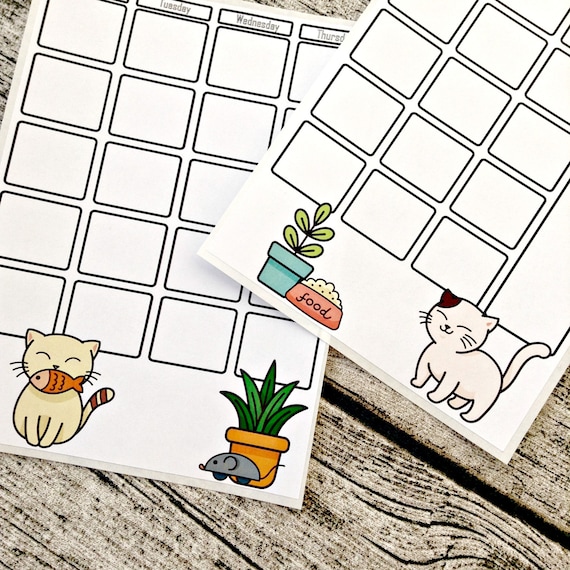 Cute Cats Two Page Journal Calendar Month at a Glance Bullet - Etsy UK