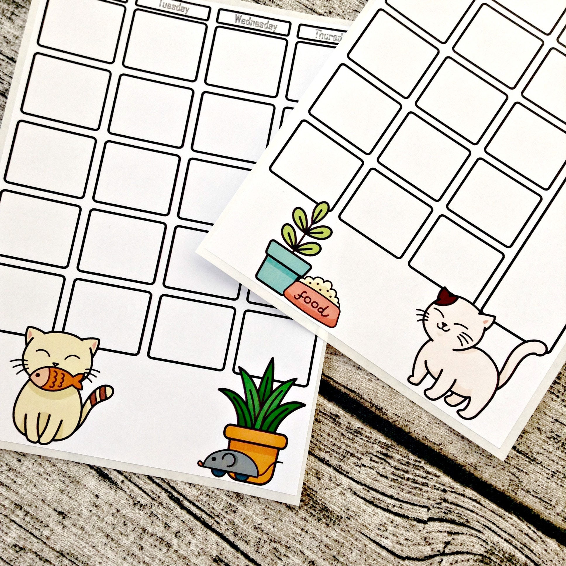 Black and White monthly blank Square Tracker Calendar Stickers fill in ...