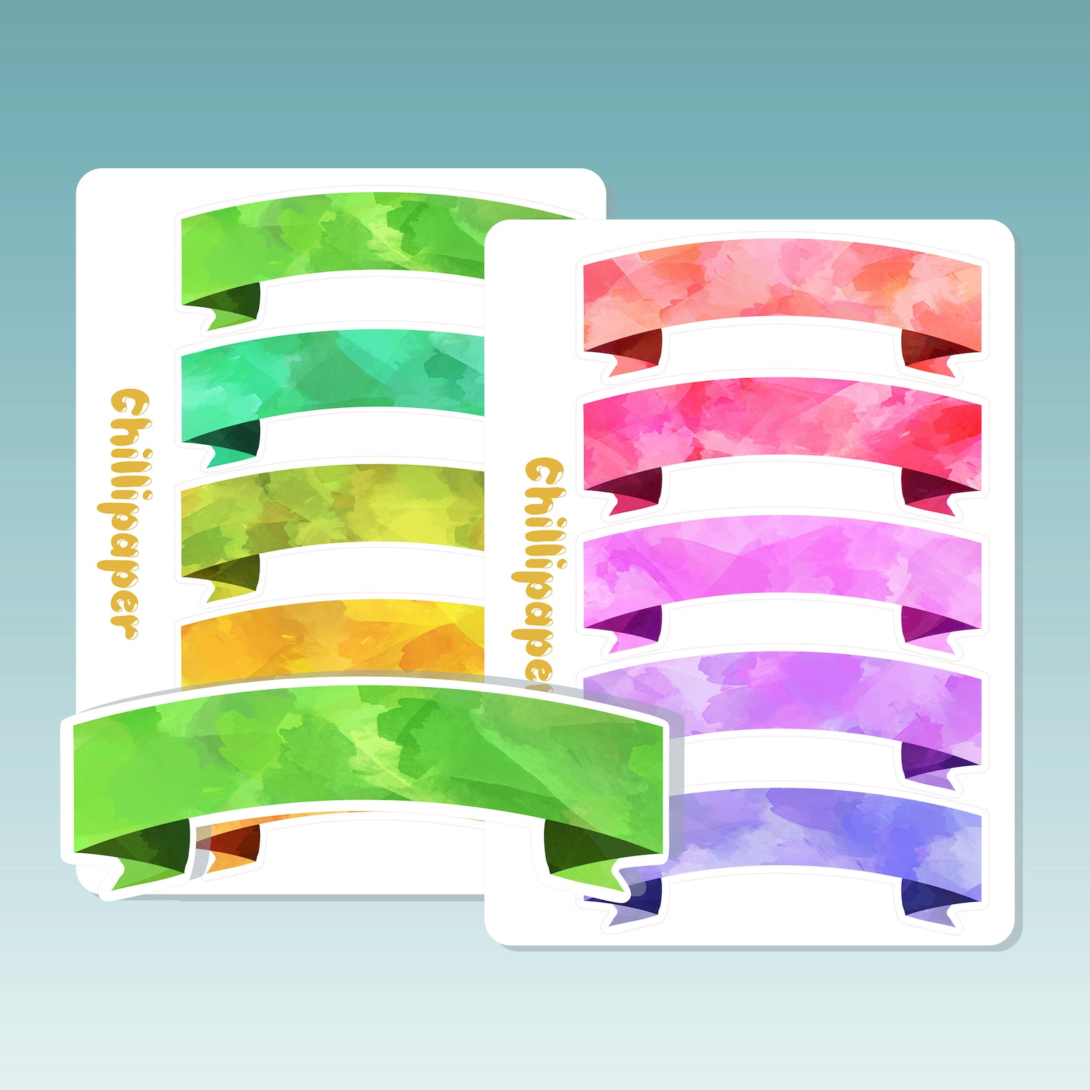 Banner Stickers Vertical Planner Stickers Watercolour - Etsy UK