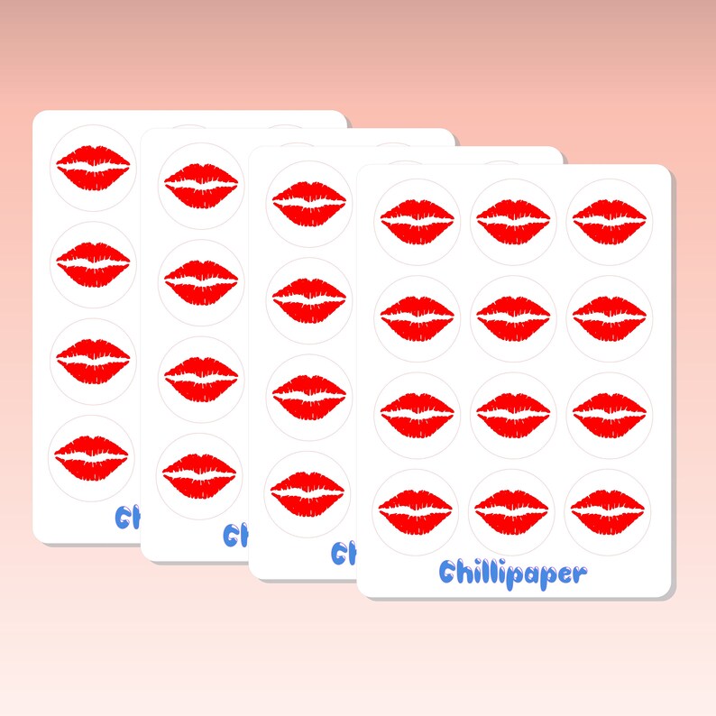 96 Red Lipstick Kiss Stickers Labels. Wedding Seals. Envelope | Etsy