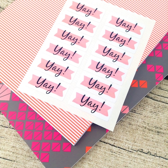 Yay pink stickers Celebration stickers Yay birthday | Etsy