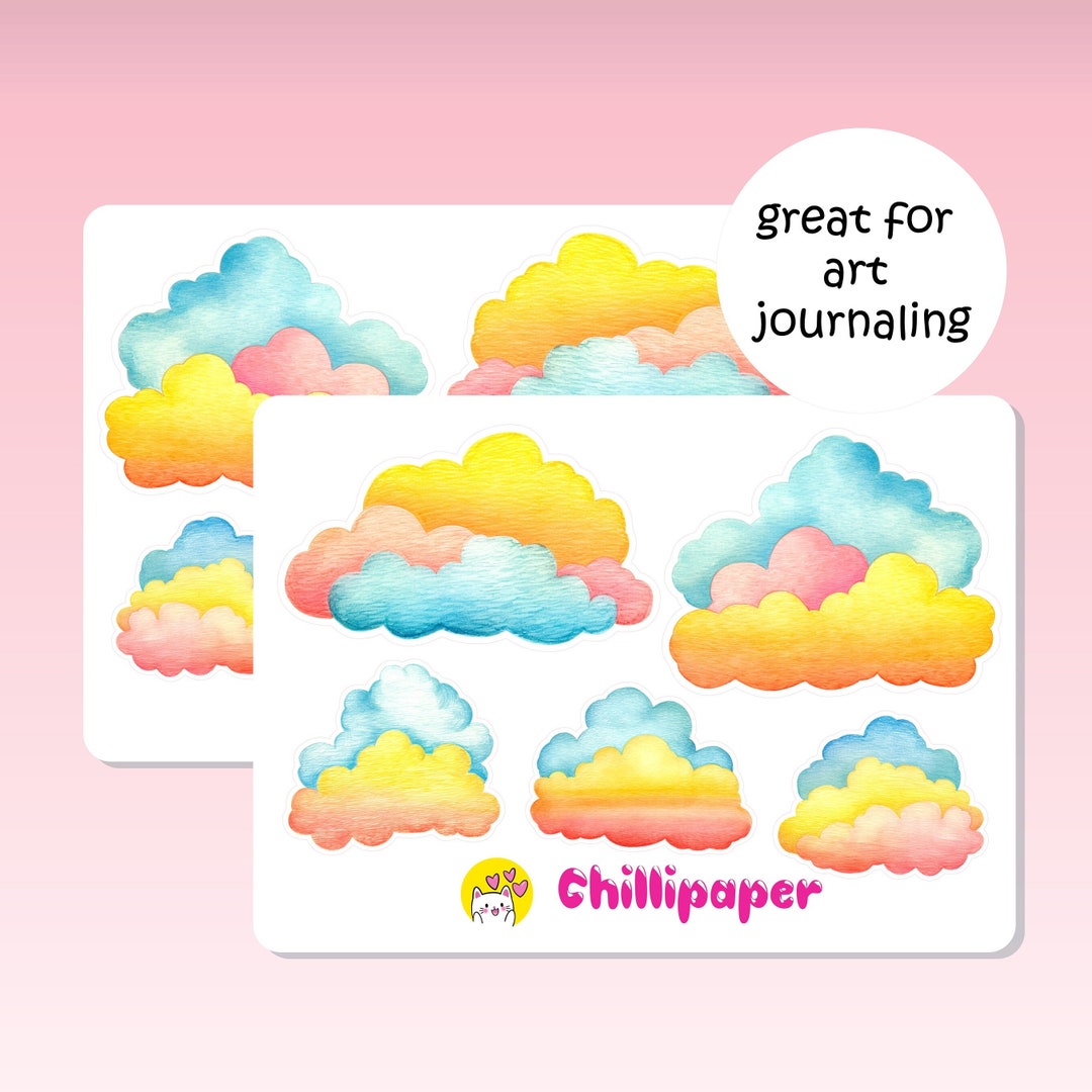 Colourful Cloud Stickers, Great for Art Journaling #1326 - Etsy