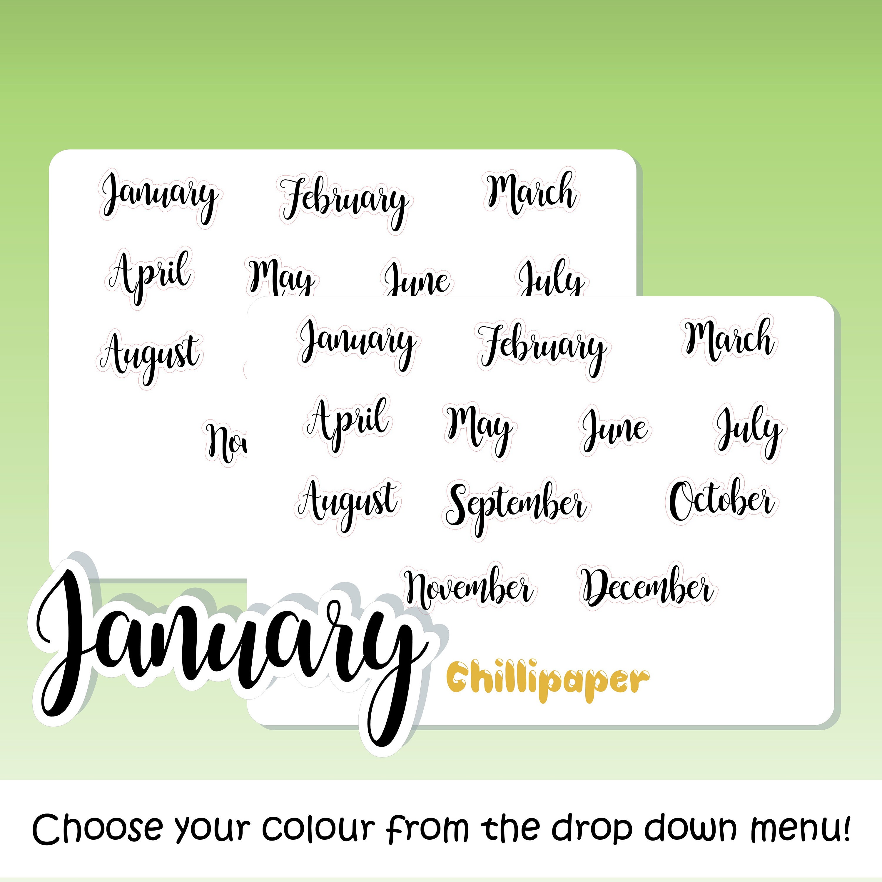 Months of the Year Stickers Calender Stickers Bujo Planner - Etsy