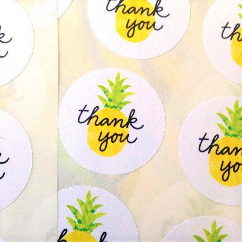 96 Thank You Pineapple Stickers. Pineapple Seals. Thanks | Etsy