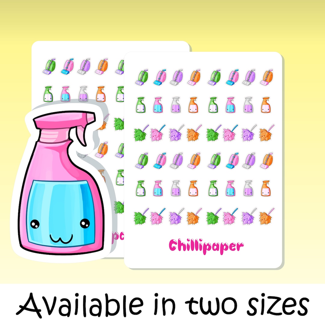 Cute Cleaning Stickers, Kawaii Planner Stickers, Kawaii Stickers ...