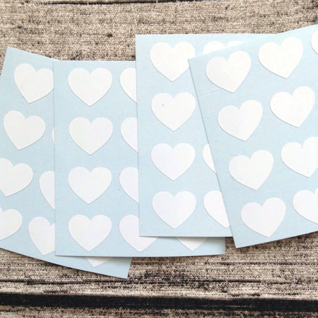 48 White Heart Stickers, for Packaging, White Heart Mini Decals, White ...