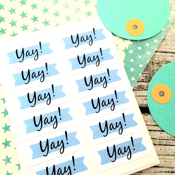 Yay Pale Blue Stickers Celebration Stickers Yay Birthday - Etsy UK