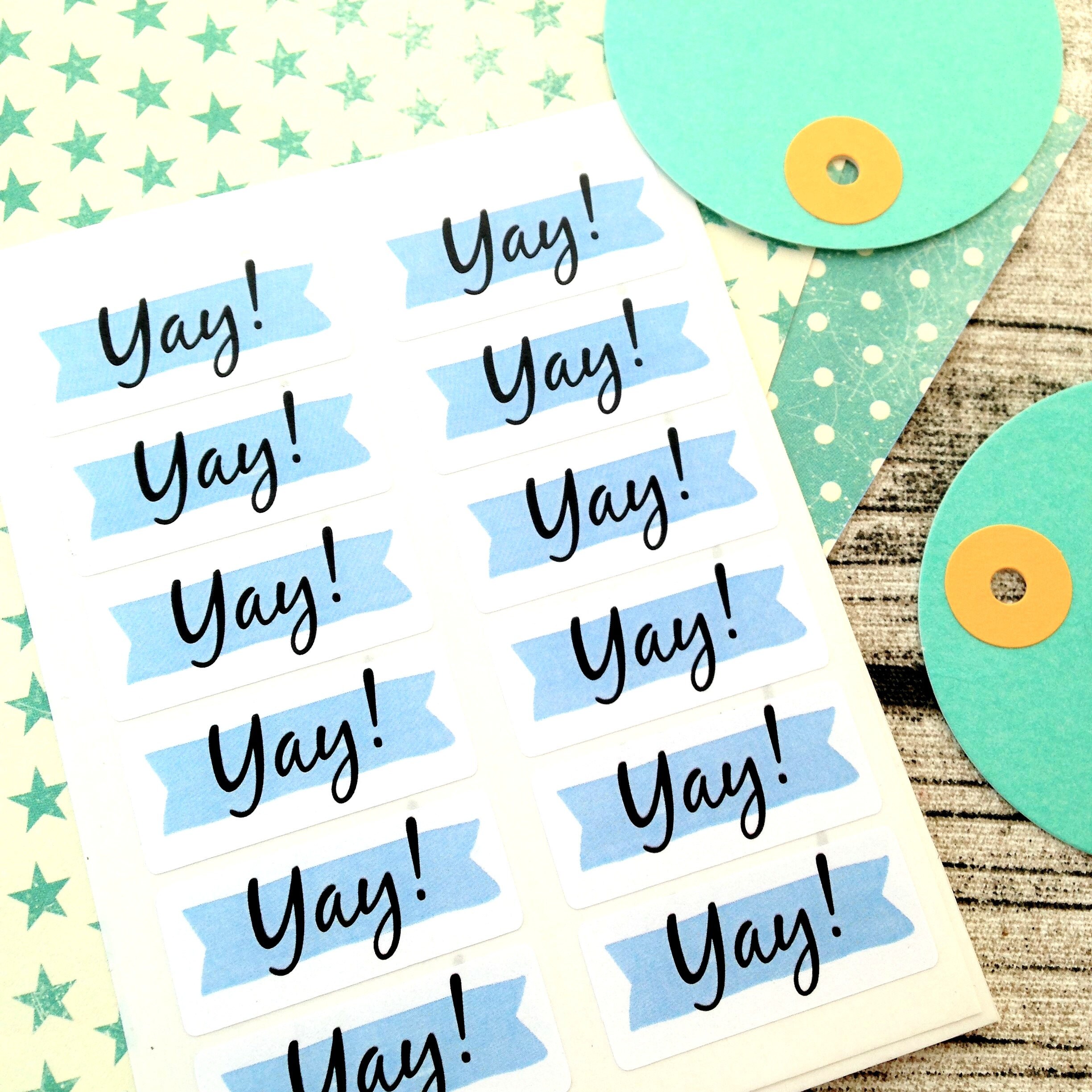 Yay pale Blue stickers Celebration stickers Yay birthday | Etsy