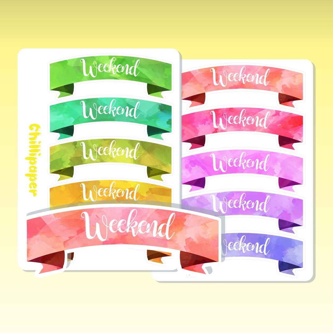 Weekend Banner Stickers, Cute Stationery, Vertical Planner Stickers ...