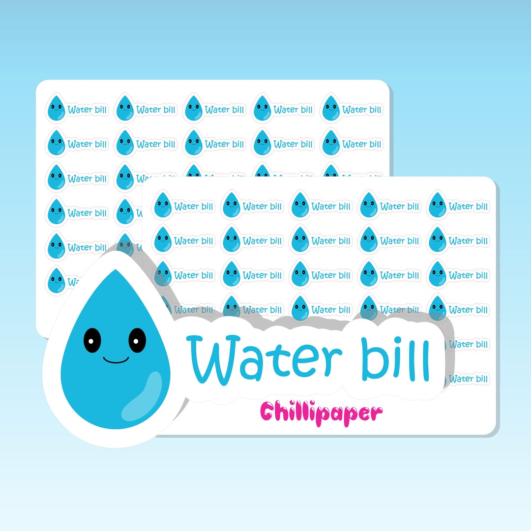 Water Bill Planner Stickers, Money, Cash, Finance Planner Sticker ...