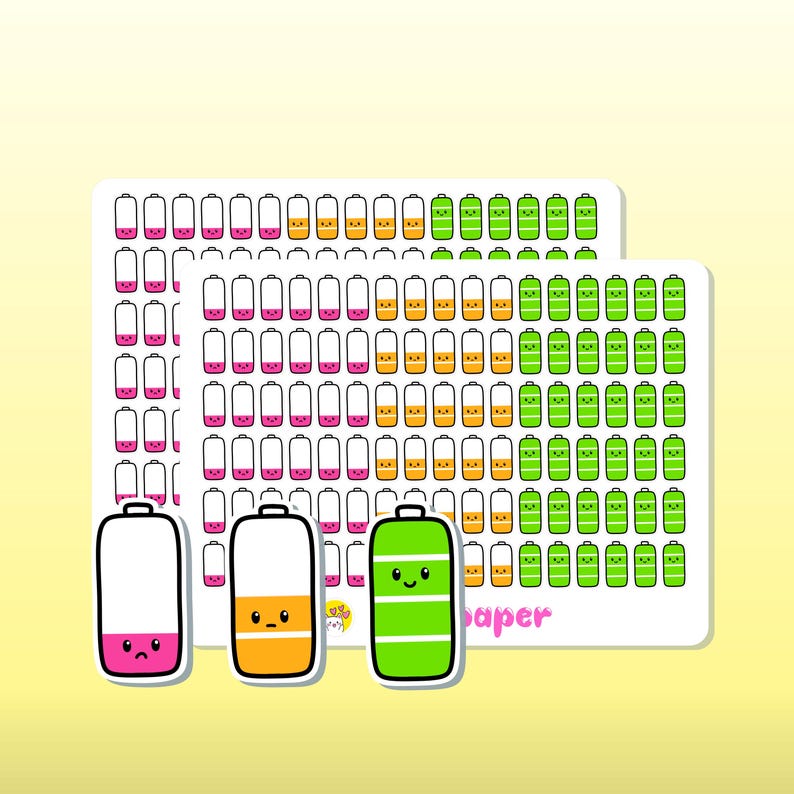 Energy Tracker Planner Stickers, Social Battery Planner Sticker ...
