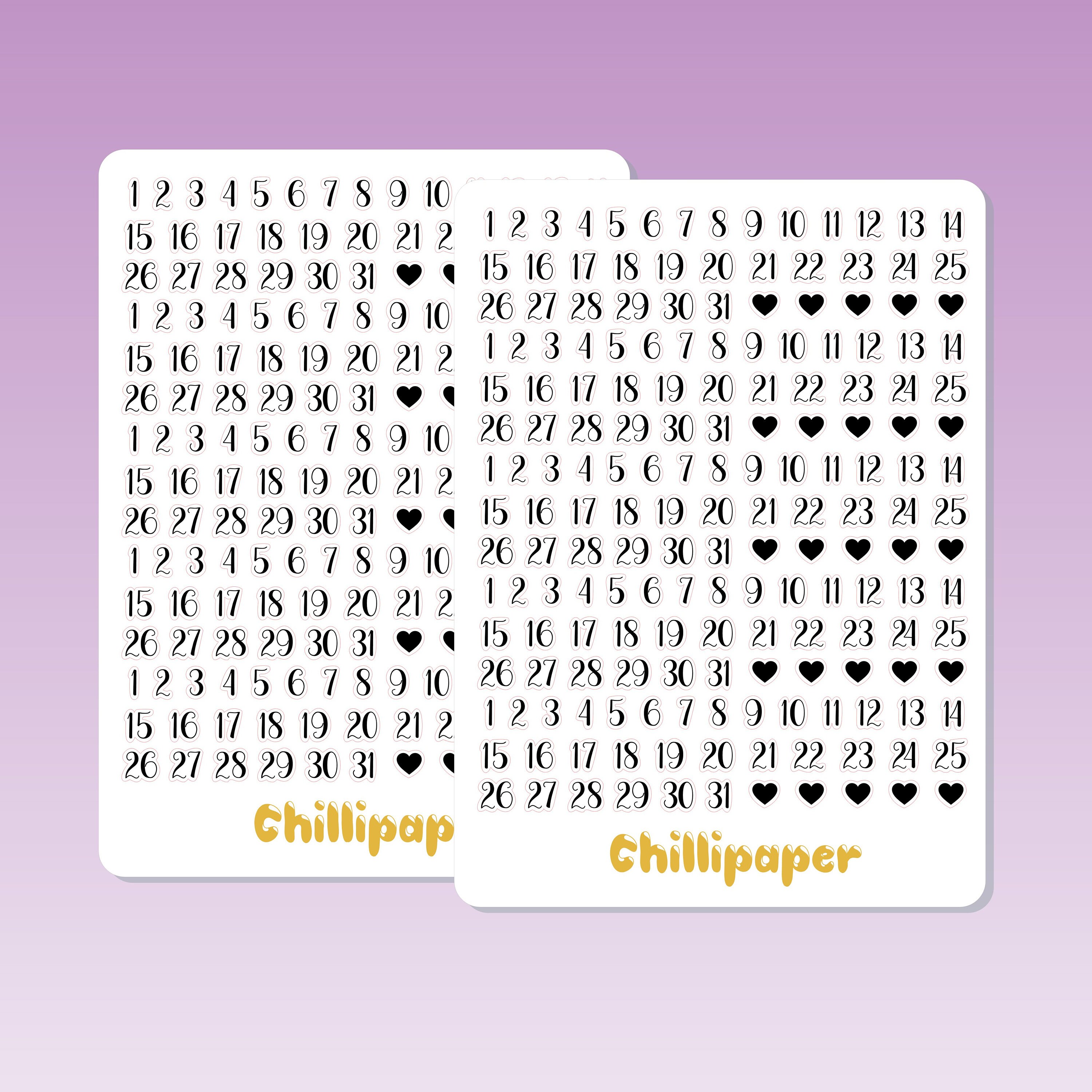 Date Number Stickers Monthly Planner Stickers Bujo Script - Etsy