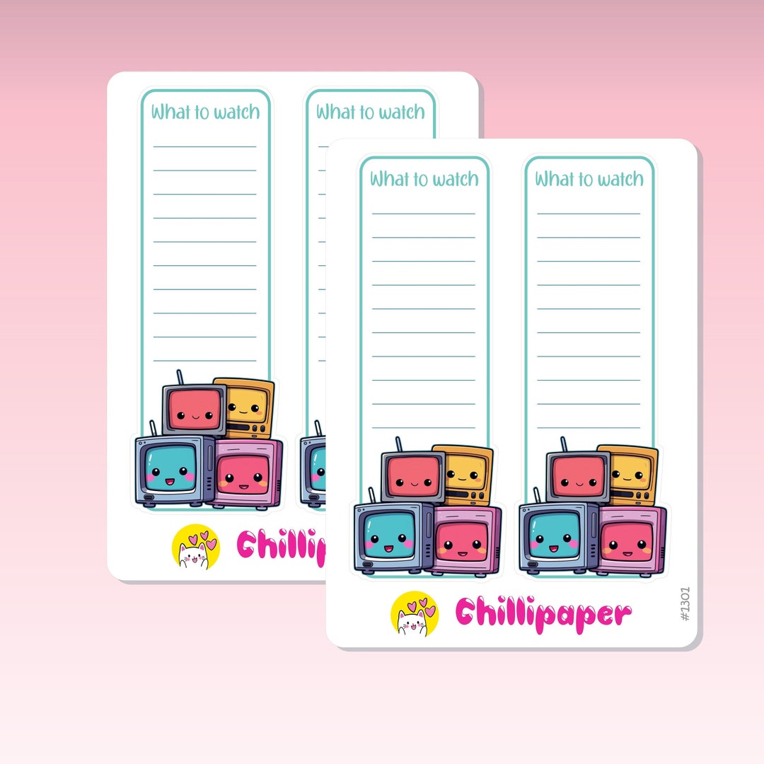 Tv Watch List, Chill Time Stickers Self Care Planner, Kawaii Stickers ...