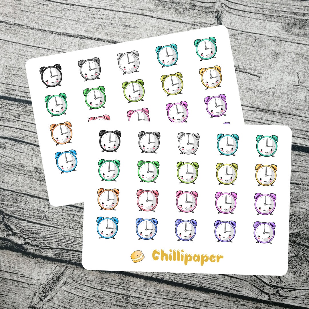 Cute Alarm Clock Planner Stickers, Time, Kawaii, Cute Sticker, UK ...