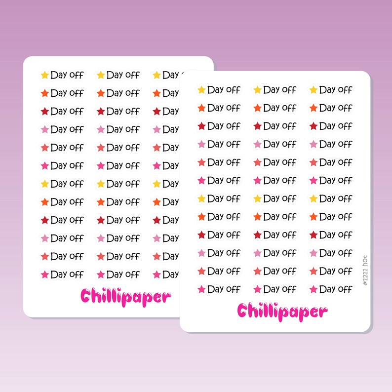 Day off Stickers for Planners, No Work, Holiday, Work Rota, Hot or Cool ...