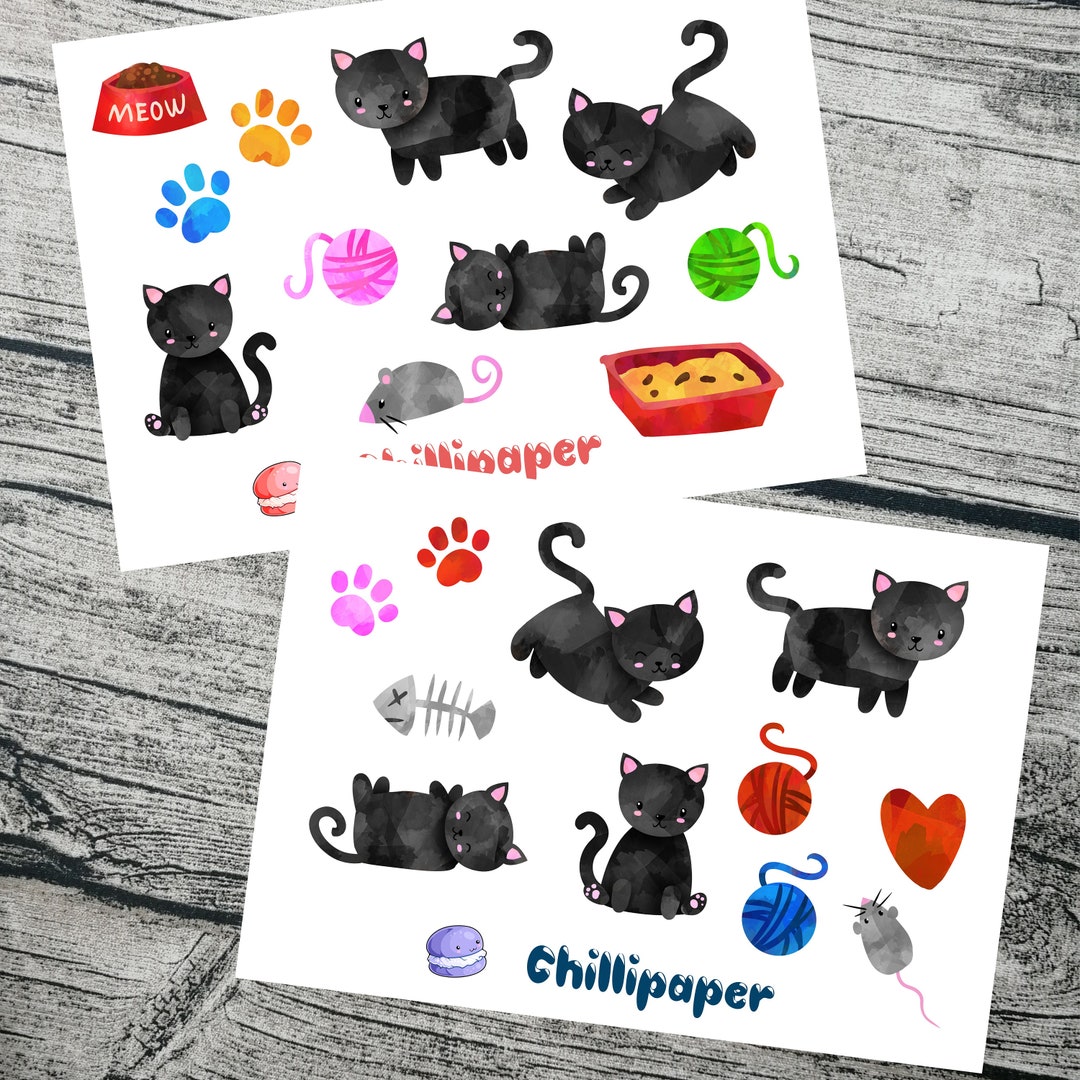 Cat Stickers, Kawaii Cats, Cute Sticker Set, Planner Stickers, Kitty ...