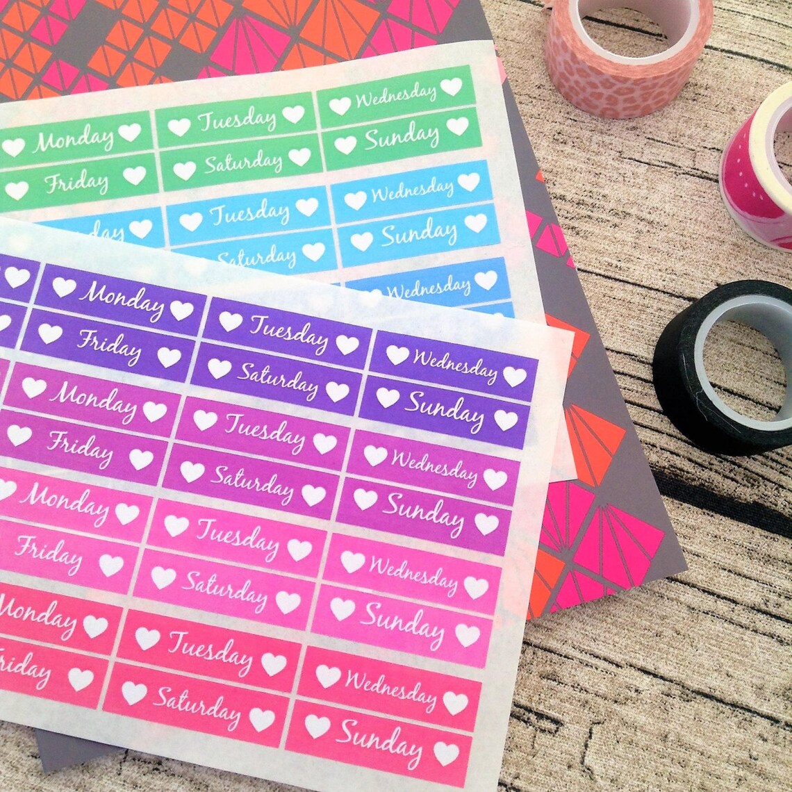 Days of the Week Stickers Week Day Rainbow Pastels Planner - Etsy UK