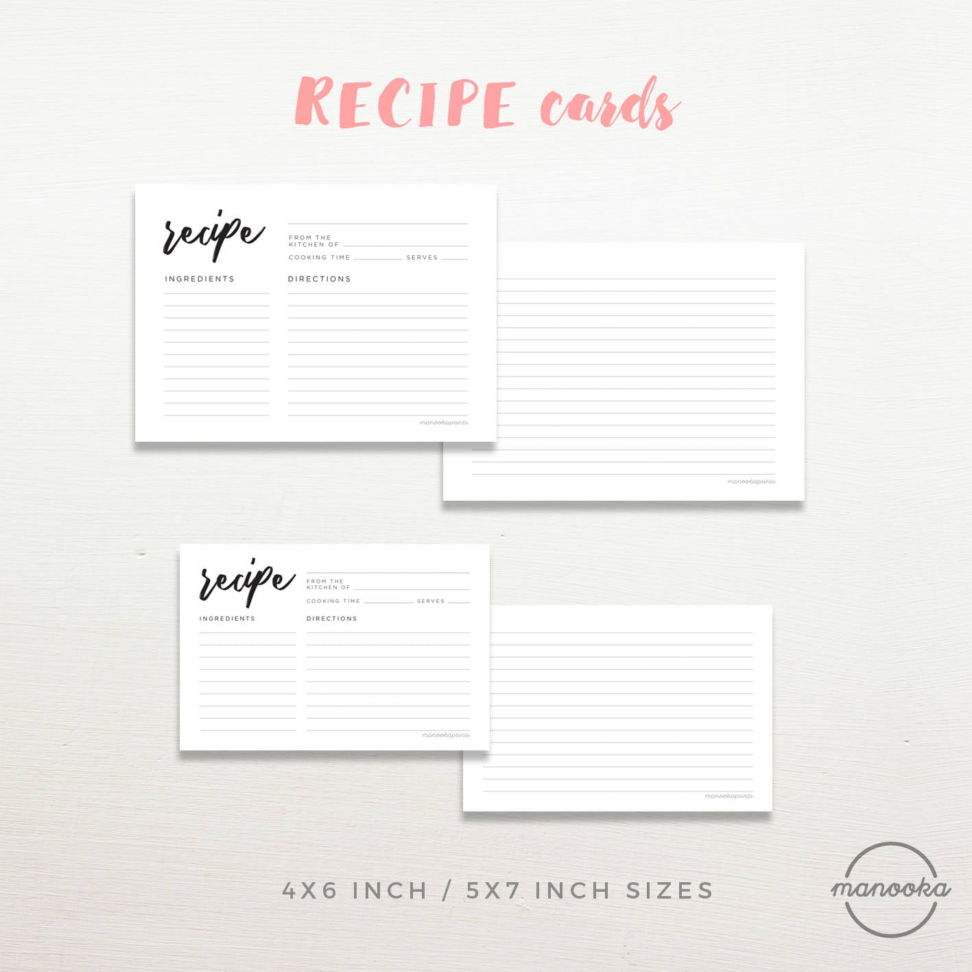 Einfache minimalistischen DIY Rezept Karte Printable Bridal Shower ...
