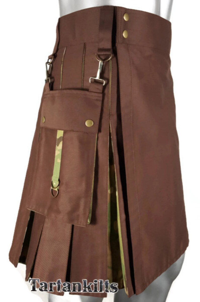 Brown & Multicam Hybrid Detachable Pockets Kilt | Etsy
