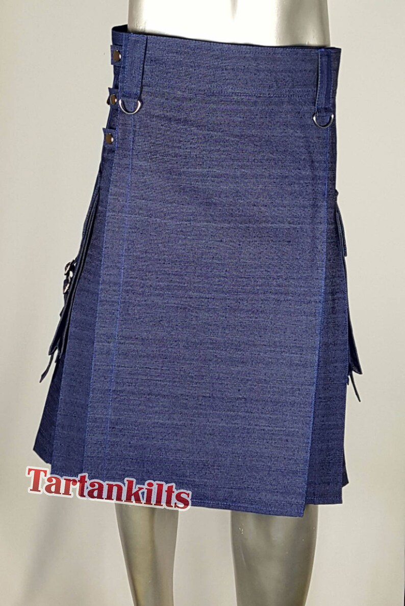 Custom Made Blue Denim Fashion Kilt - Etsy