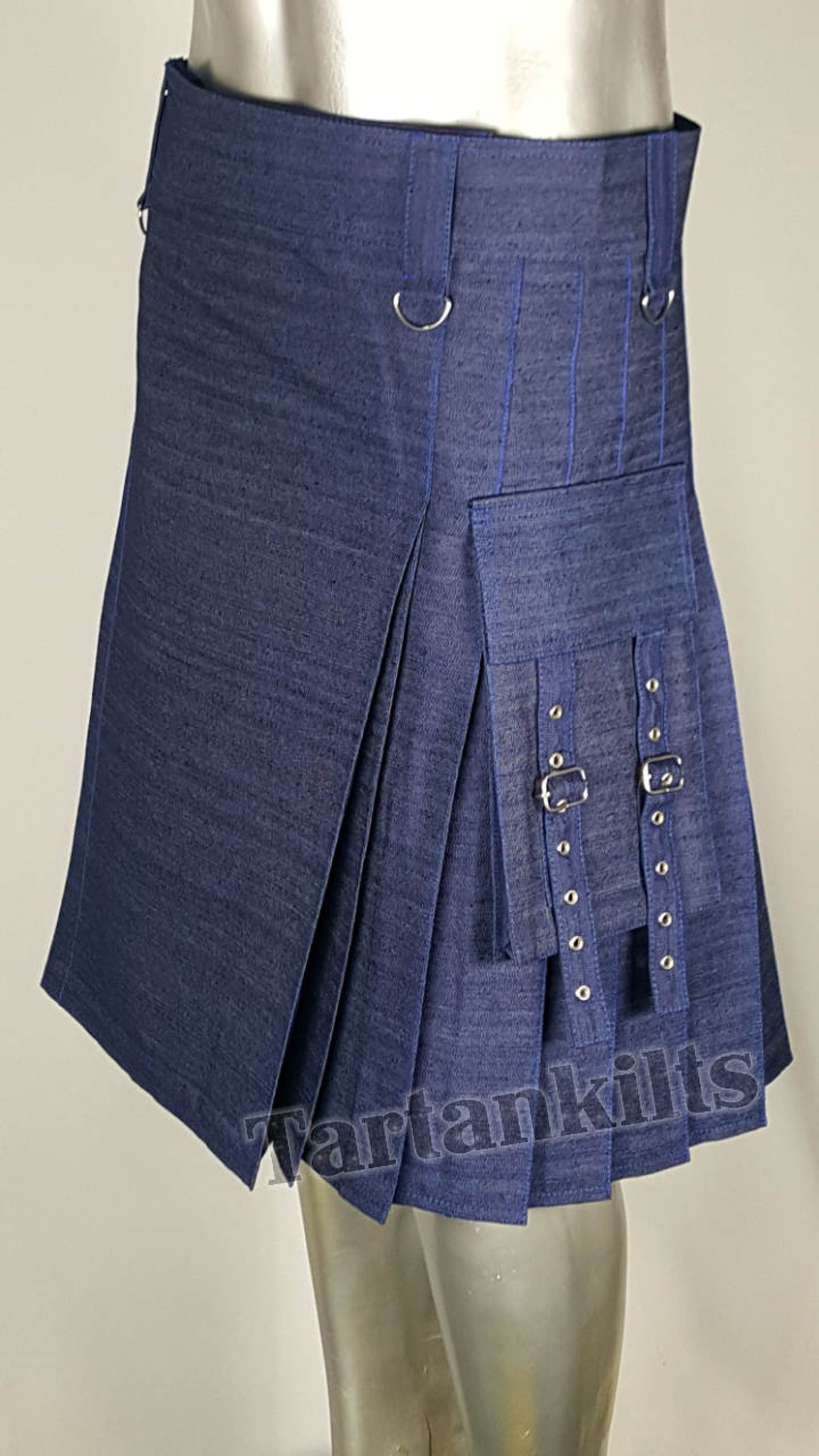 Custom Made Blue Denim Fashion Kilt - Etsy