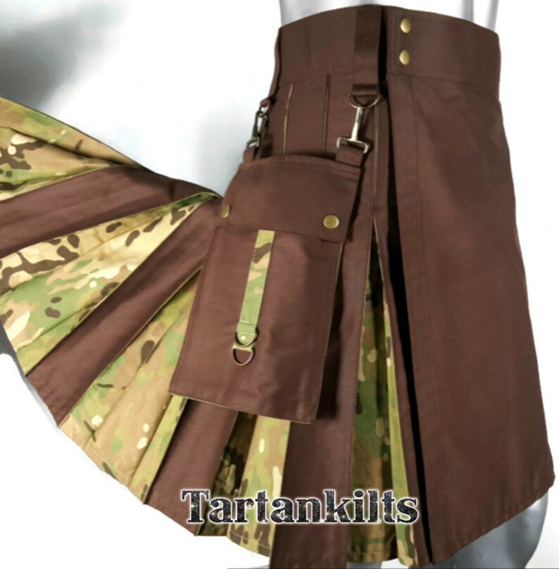 Brown & Multicam Hybrid Detachable Pockets Kilt - Etsy