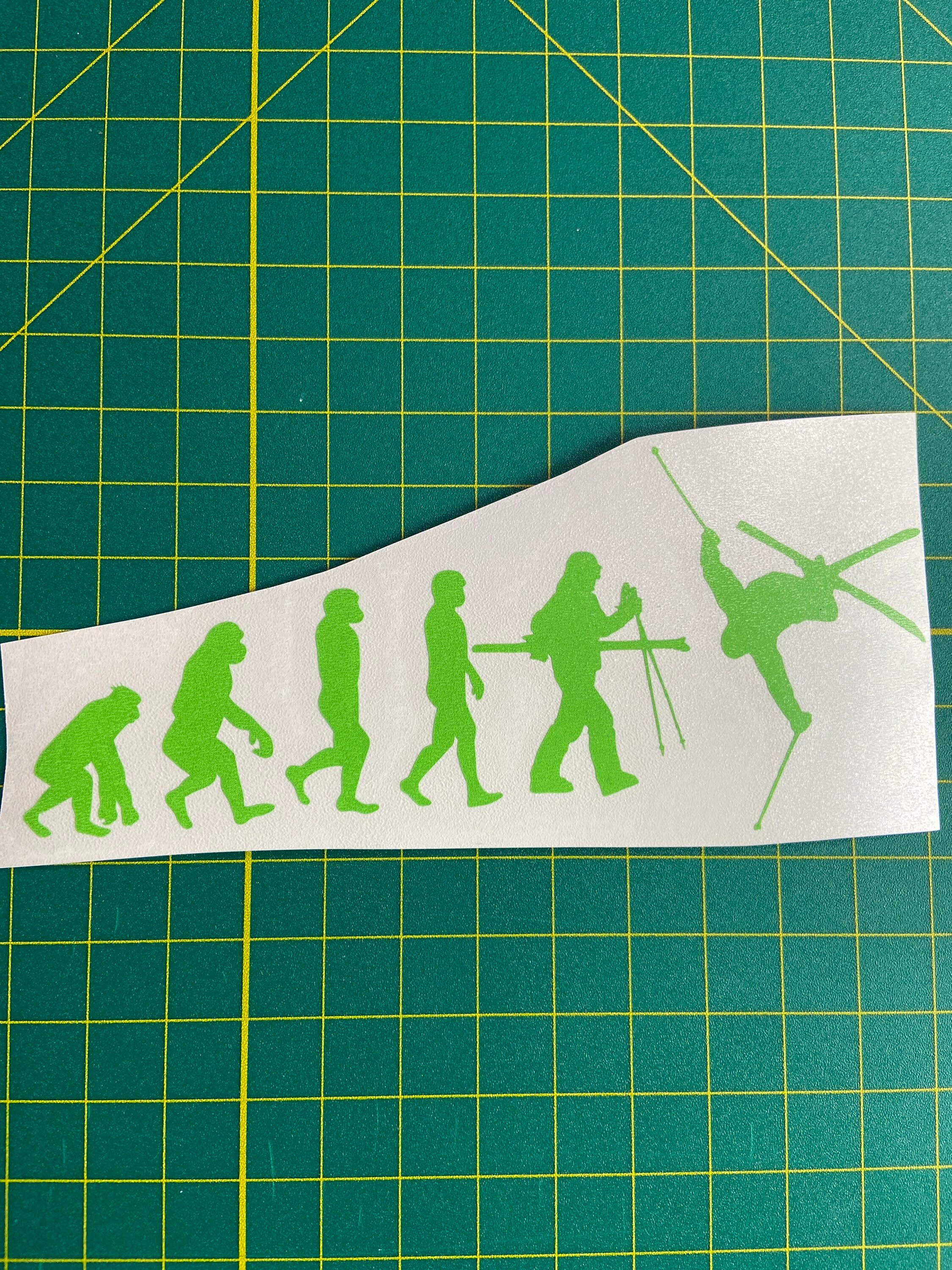 Lime Green Skiing Evolution Sticker | Etsy