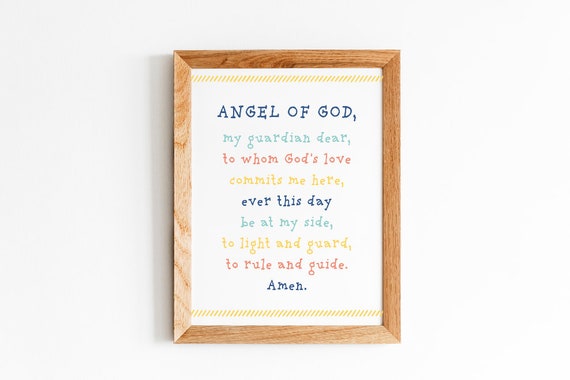 Angel of God PRINTABLE Guardian Angel Prayer Catholic Art - Etsy