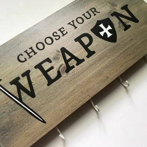 Choose Your Weapon Wood Sign Rosary Hanger, Hand-painted, Home Decor ...