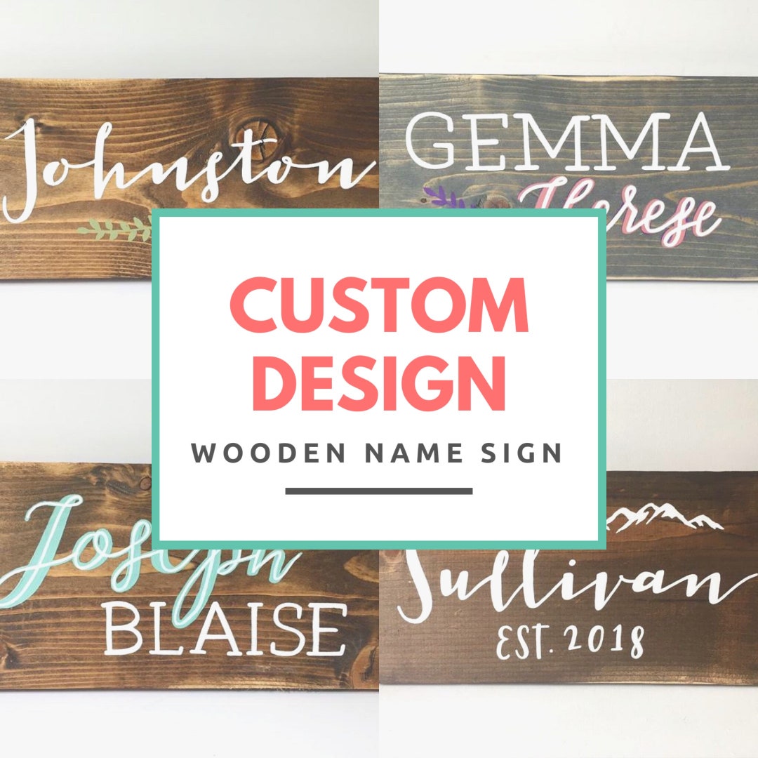 Custom Wood Name Sign, Hand-painted, Custom Sign, Wood Wall Art ...