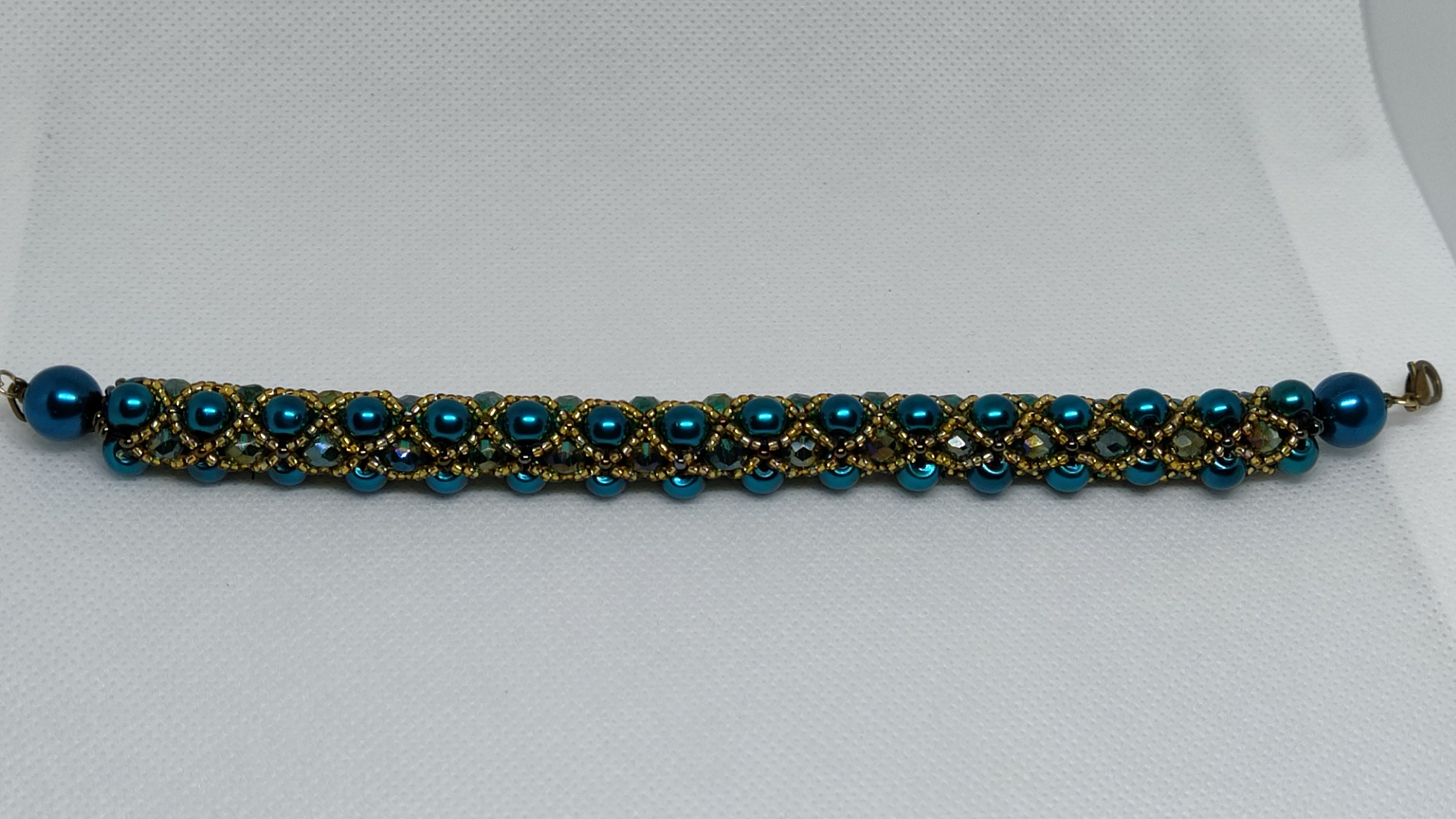 Teal and Gold Netted Beaded Rope Bracelet - Etsy
