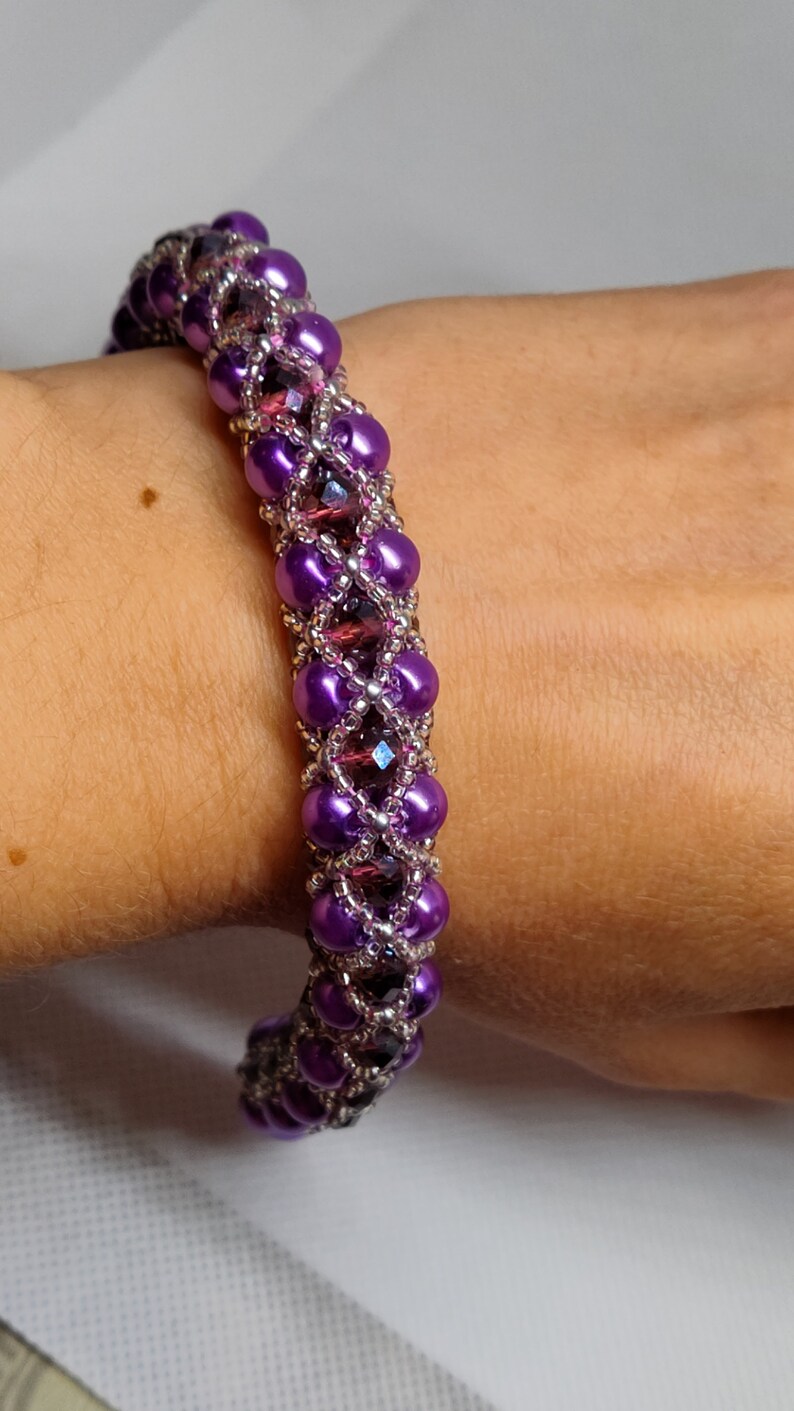 Purple Netted Beaded Rope Bracelet - Etsy