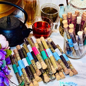 Loose Leaf Tea Samples in Test Tubes With Cork Top Variety of Flavors ...