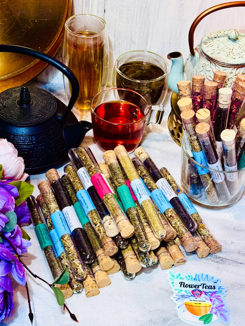 Bookmark and Loose Leaf Tea Samples in Test Tubes With Cork Top Variety ...