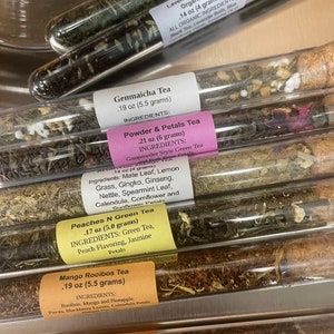 Loose Leaf Tea Samples in Test Tubes With Cork Top Variety of Flavors ...