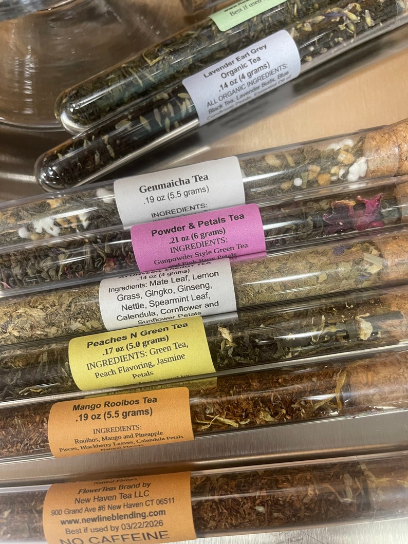 Loose Leaf Tea Samples in Test Tubes With Cork Top Variety of Flavors ...