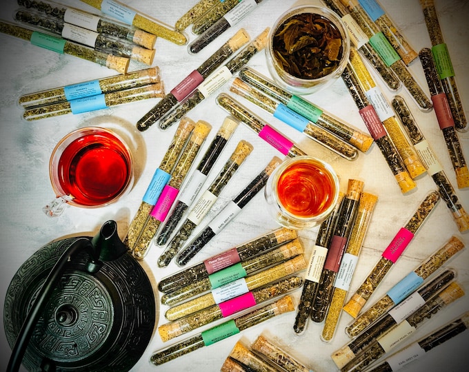 Loose Leaf Tea Samples in Test Tubes With Cork Top Variety of Flavors ...