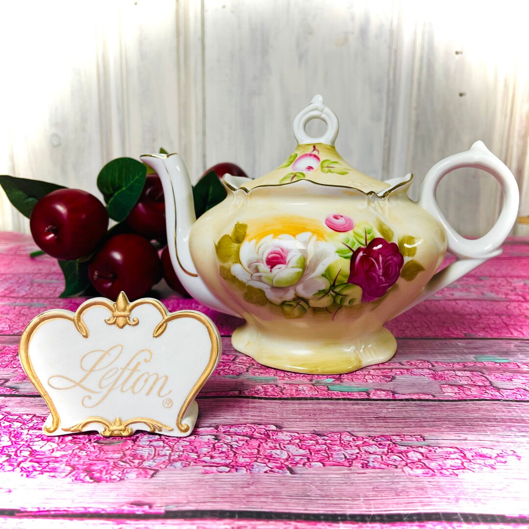 Musical Lefton Teapot Glamorous Gold Trim With White and Pink - Etsy