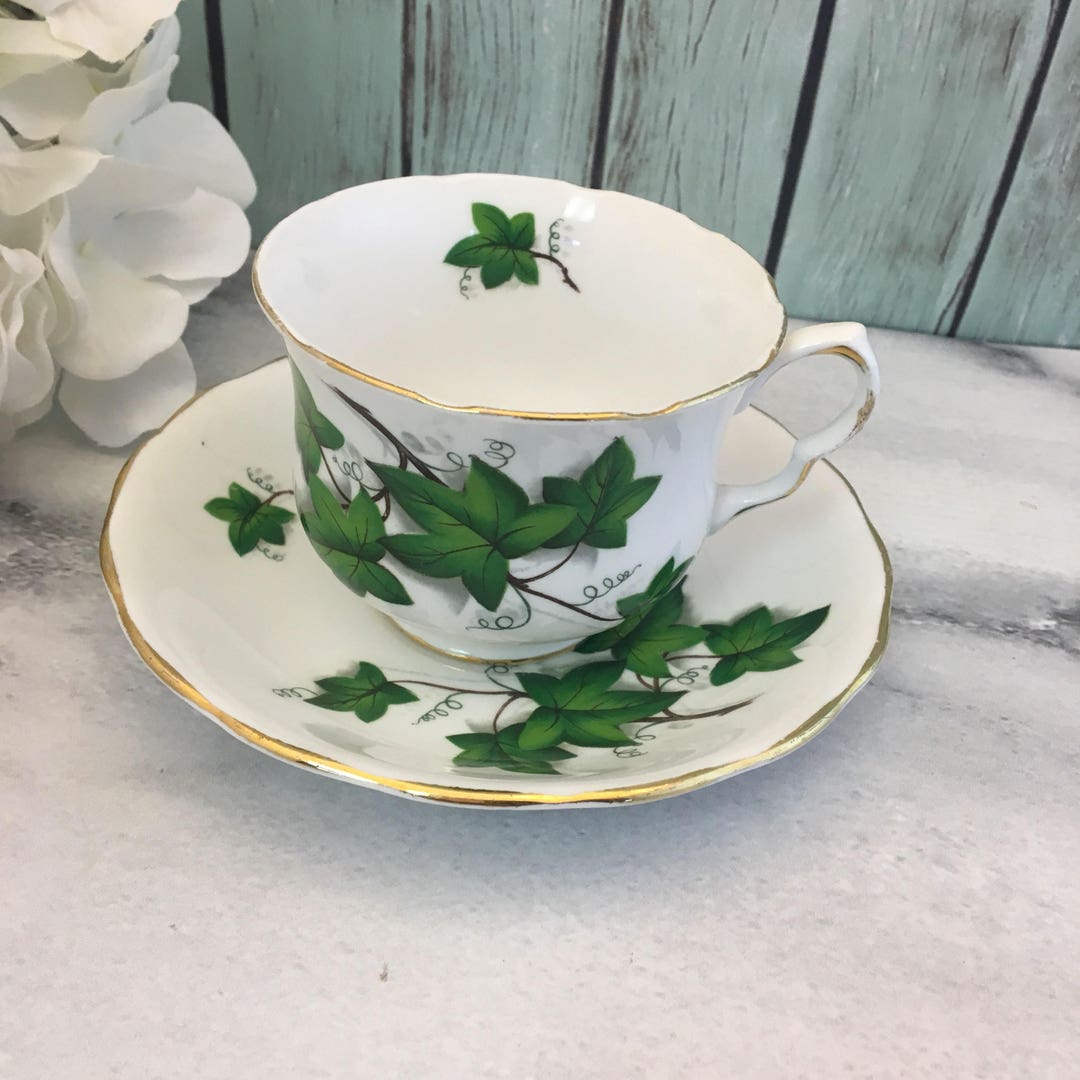 Royal Kent Green Ivy Tea Cup and Saucer Pattern 8258 Fine Bone China ...
