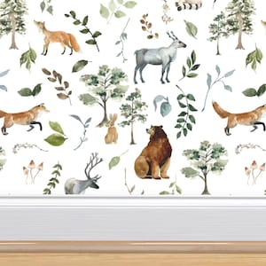 Small Scale Forest Non-pasted Wallpaper Woodland Animals Nature Fox ...