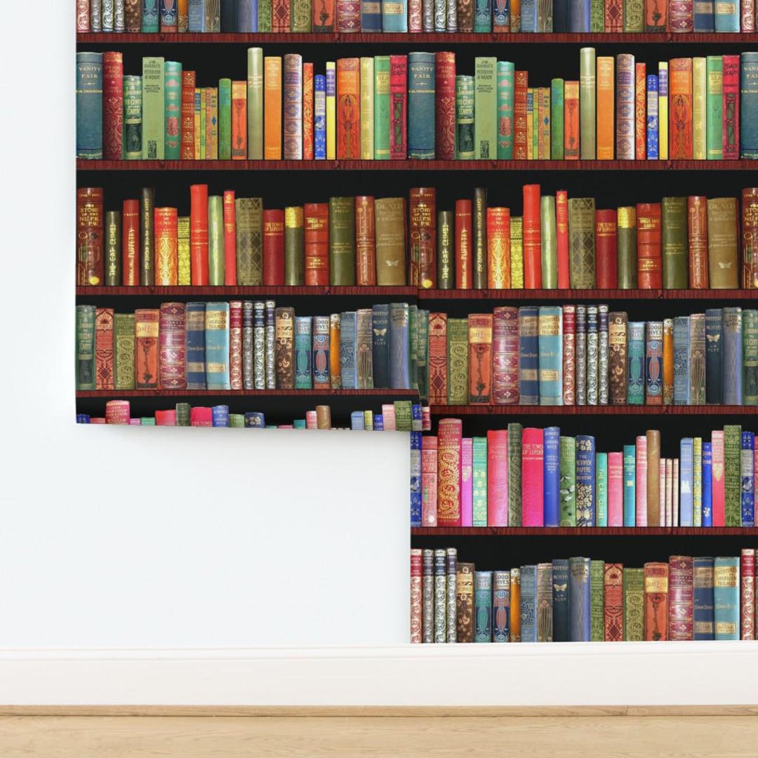 bookshelf-non-pasted-wallpaper-vintage-library-antique-books-antique