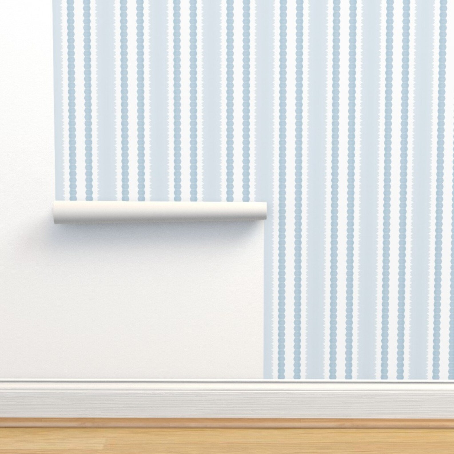 Blue Stripe Non-pasted Wallpaper Coastal Pale Light Blue Modern Preppy ...